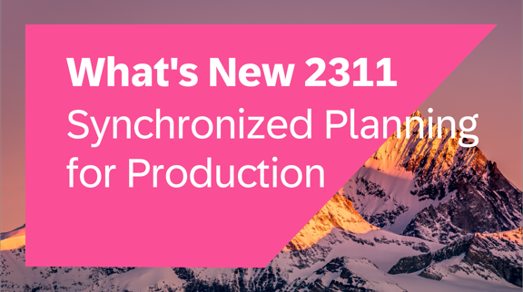 SAP IBP What's New 2311: Synchronized Planning for Production